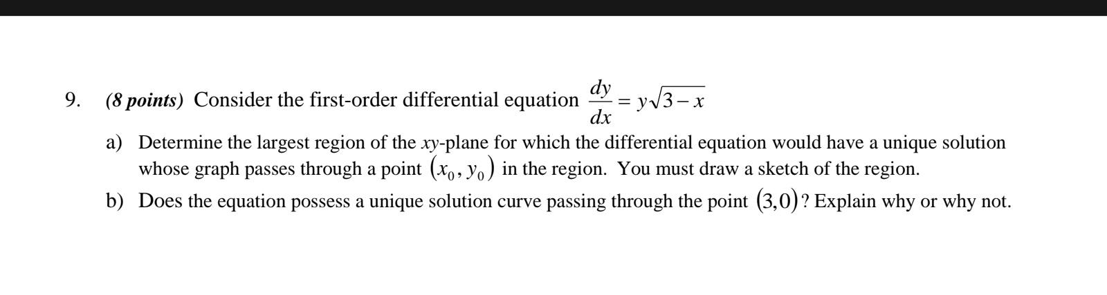 Solved 9. ( 8 points) Consider the first-order differential | Chegg.com