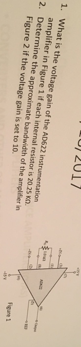Solved What is the voltage gain of the AD622 instrumentation | Chegg.com