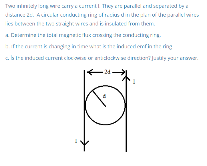 Solved Two infinitely long wire carry a current I. They are | Chegg.com