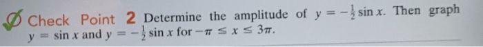 Solved determine the amplitude of y=-1/2sinx then graph | Chegg.com
