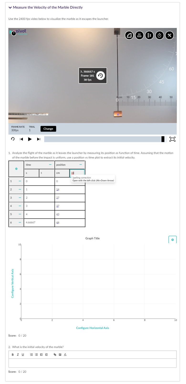Solved Measure the Velocity of the Marble Directly Use the | Chegg.com