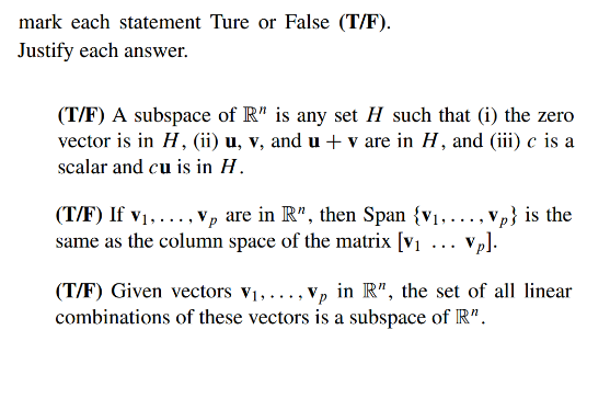 Solved mark each statement Ture or False (T/F). Justify each | Chegg.com