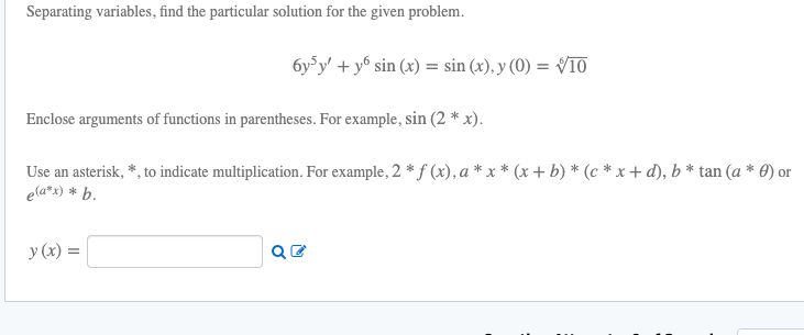 Solved Separating variables, find the particular solution | Chegg.com