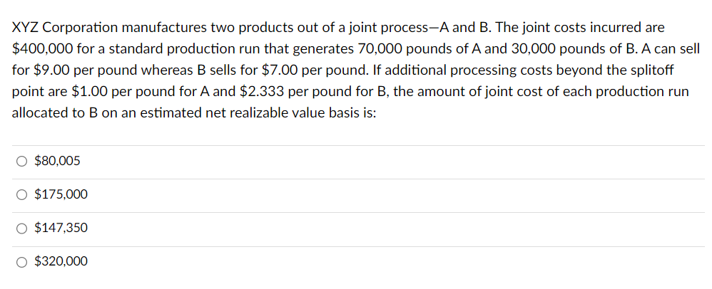 Solved XYZ Corporation manufactures two products out of a | Chegg.com