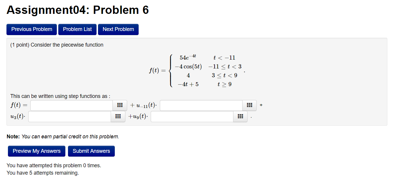 Solved Assignment04 Problem 6 Previous Problem Problem List 