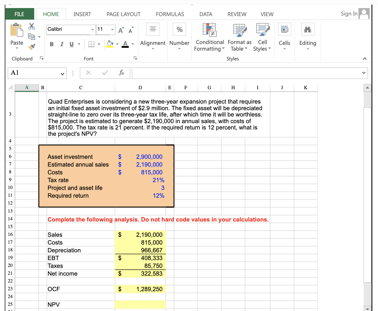 Solved Quad Enterprises is considering a new three-year | Chegg.com