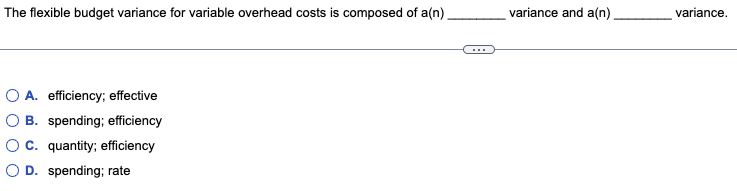 Solved The flexible budget variance for variable overhead | Chegg.com
