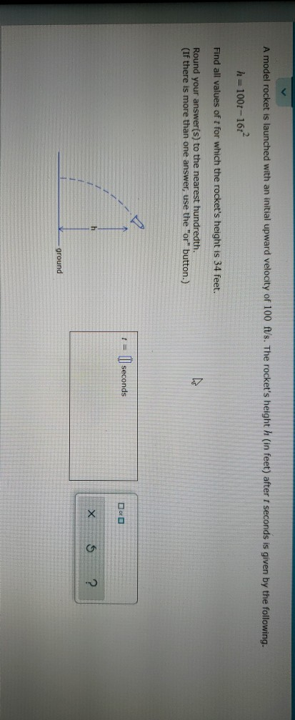 Solved A Model Rocket Is Launched With An Initial Upward