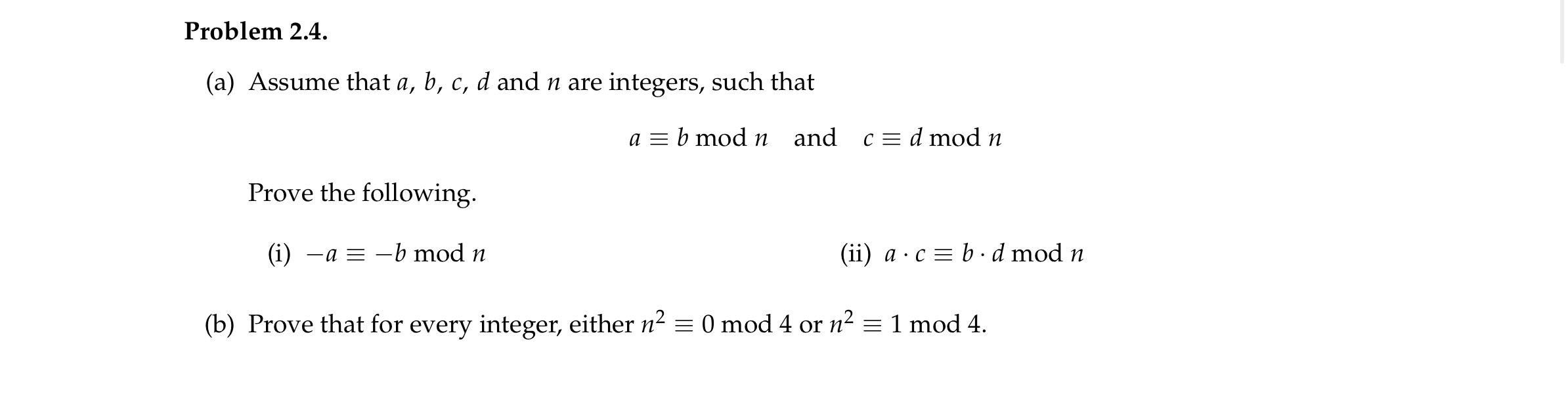 Solved Problem 2.4.(a) ﻿Assume that a,b,c,d ﻿and n ﻿are | Chegg.com