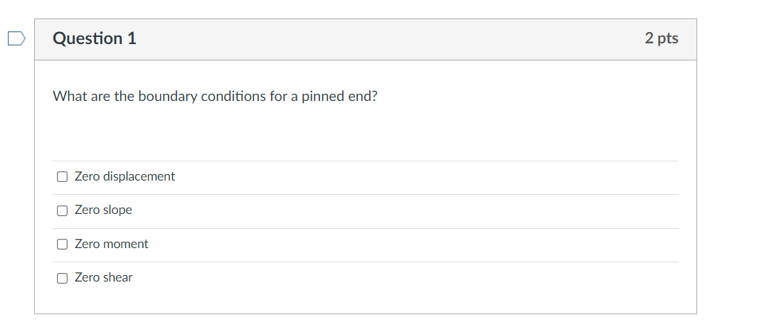 Solved What are the boundary conditions for a pinned end? | Chegg.com