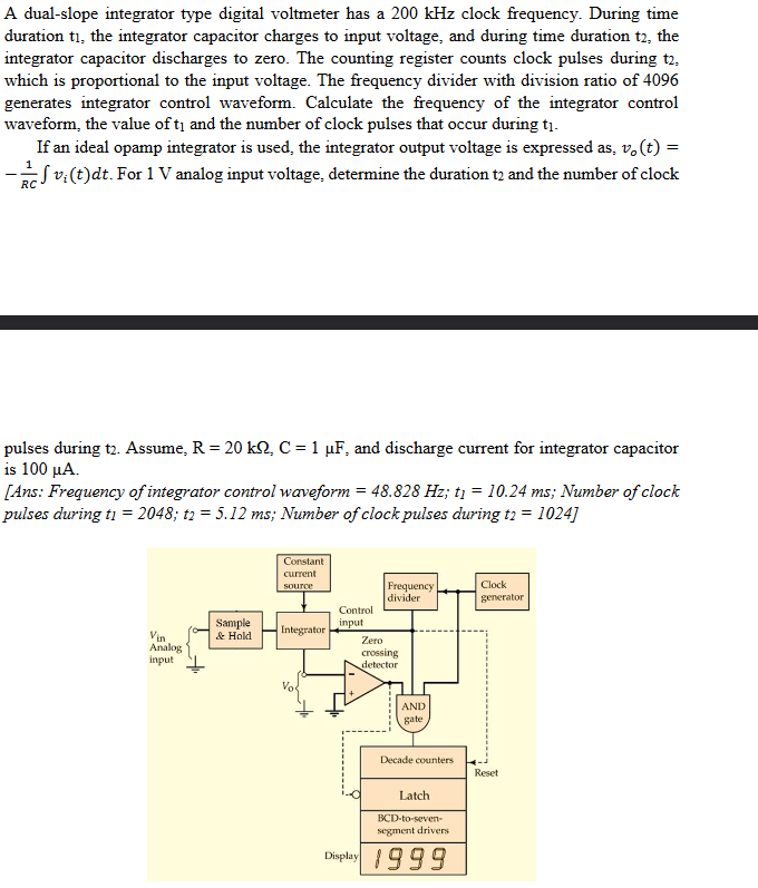 a A dual-slope integrator type digital voltmeter has | Chegg.com