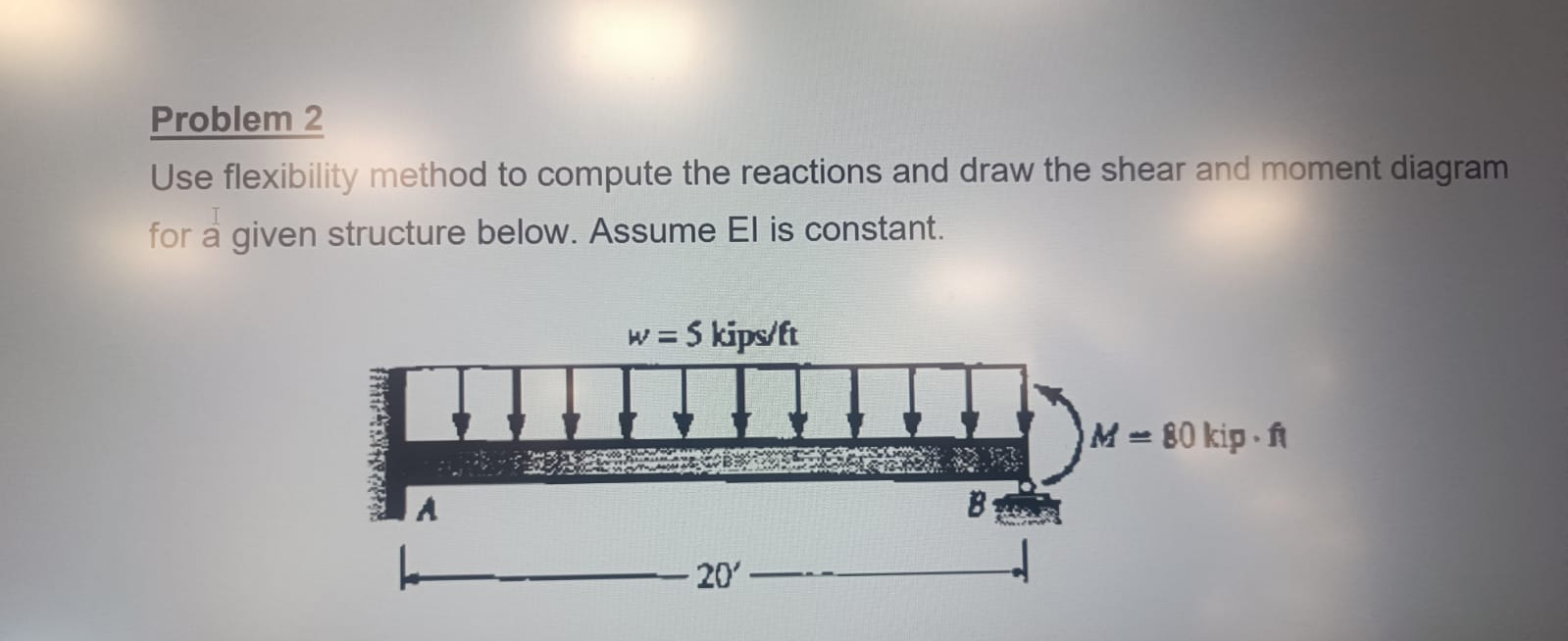 Solved Problem 2Use flexibility method to ﻿compute the | Chegg.com