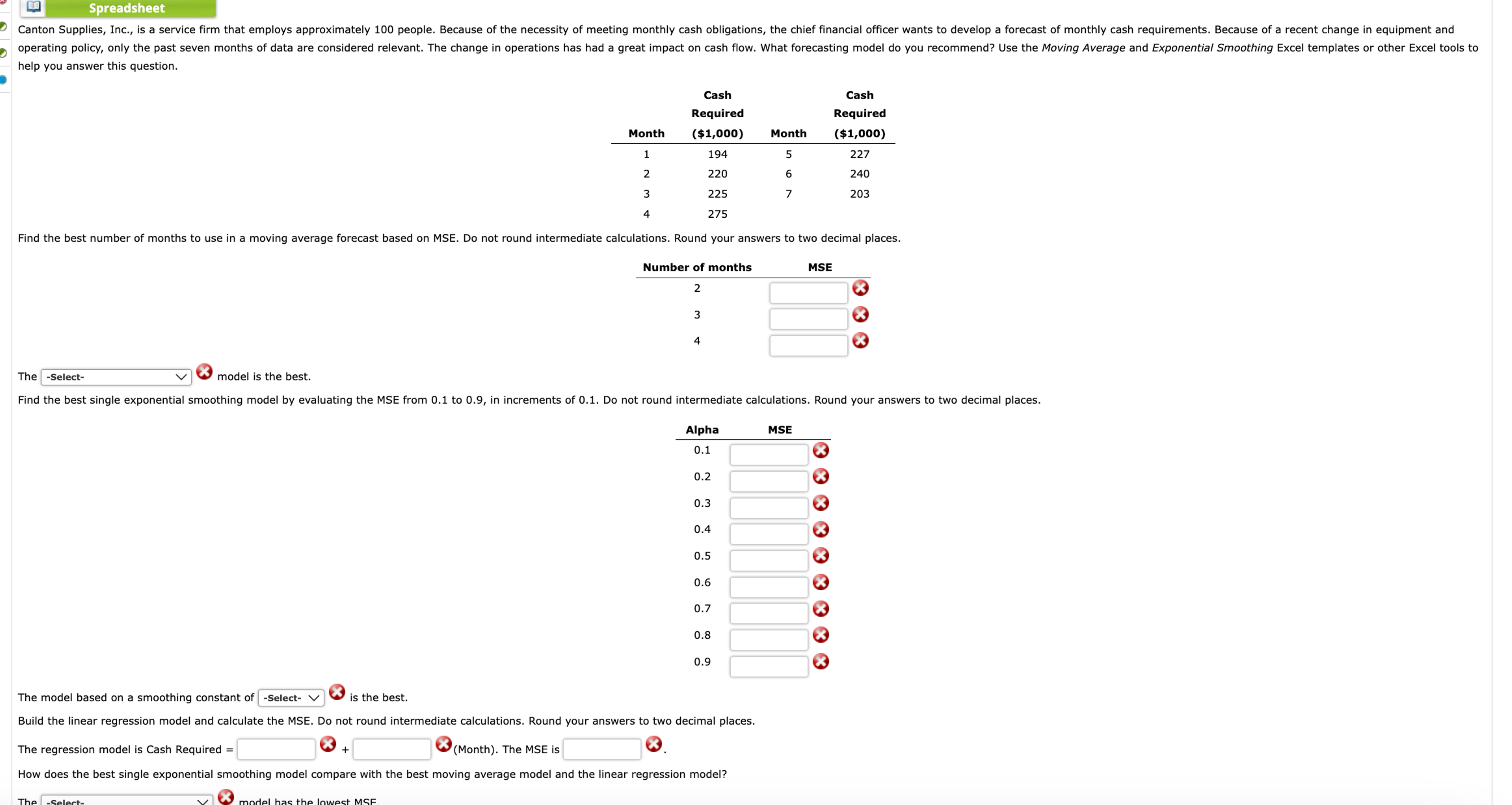 Solved Spreadsheet help you answer this question.Find the | Chegg.com