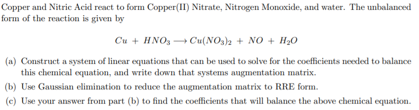 Solved Copper and Nitric Acid react to form Copper(II) | Chegg.com