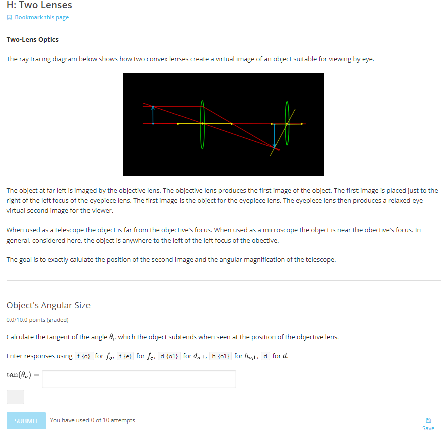 Solved Two-Lens Optics The ray tracing diagram below shows | Chegg.com
