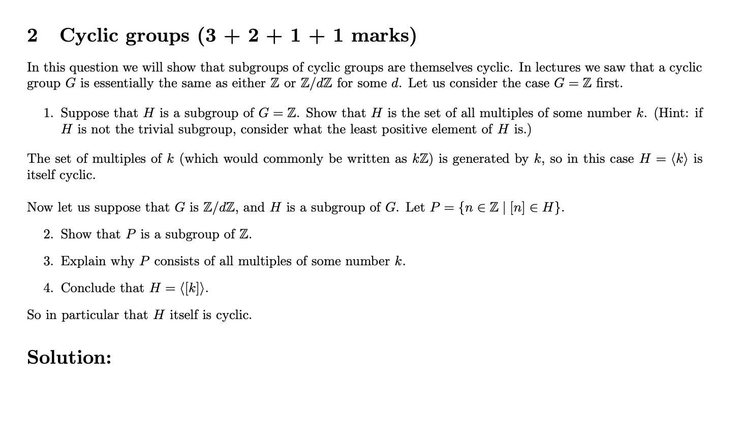 Solved In this question we will show that subgroups of | Chegg.com