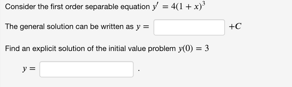 Solved Consider the first order separable equation y 4(1 | Chegg.com