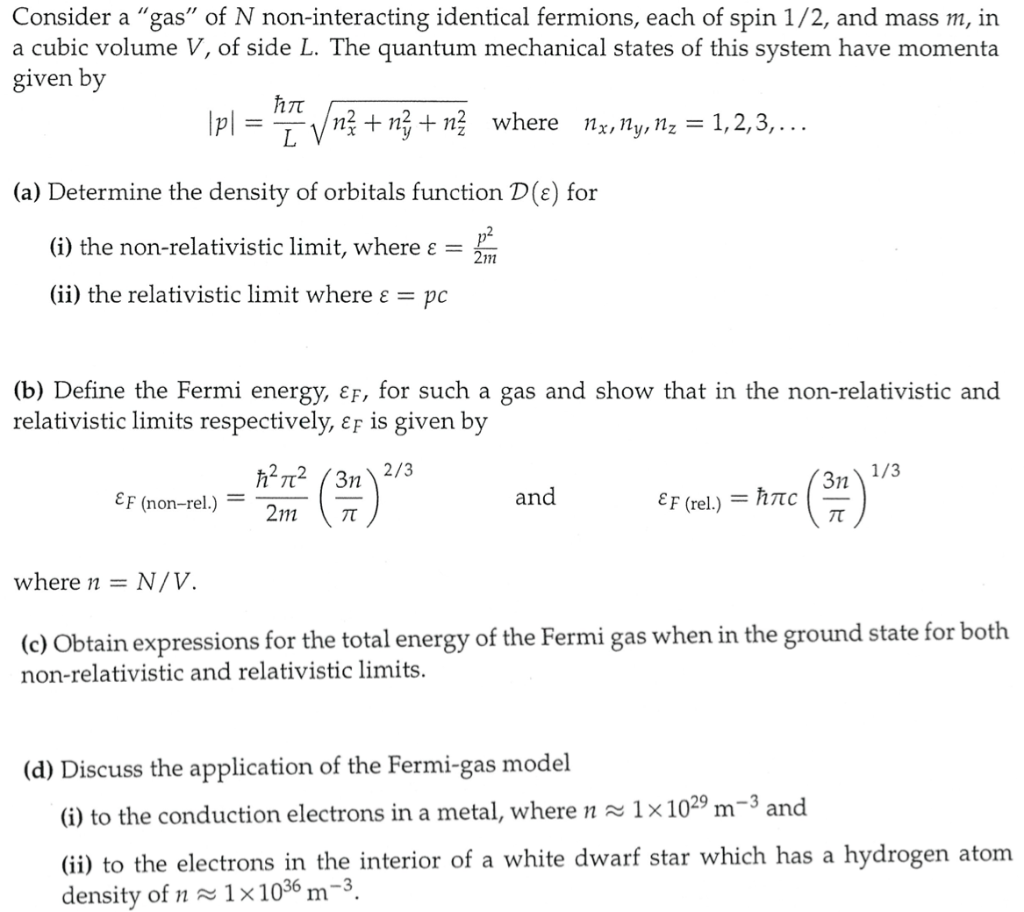 Solved Consider a "gas” of N non-interacting identical | Chegg.com