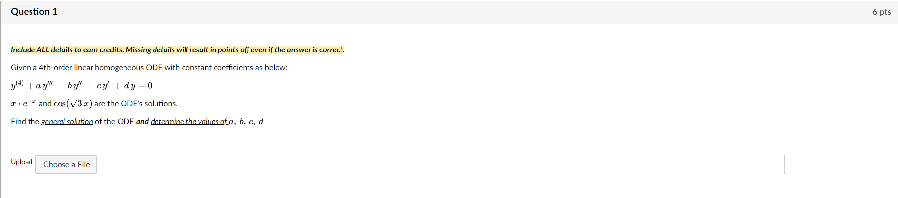 Solved Include ALL details to earn credits. Missing details | Chegg.com