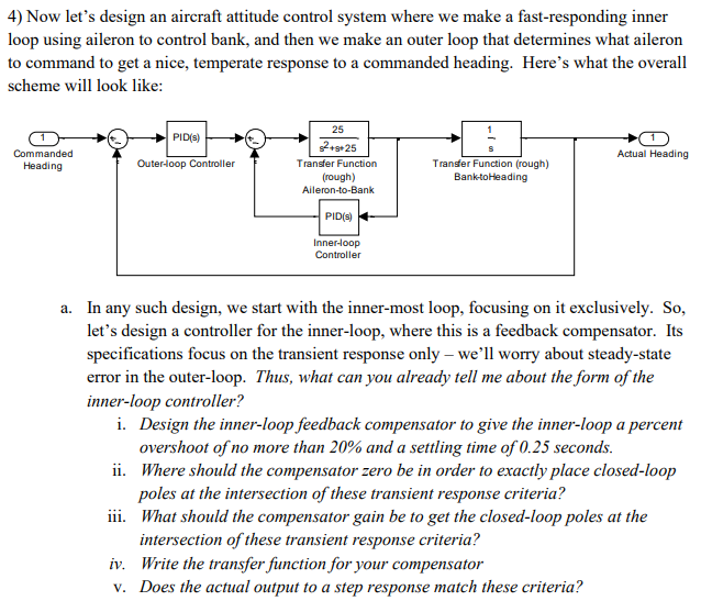4) Now let's design an aircraft attitude control | Chegg.com