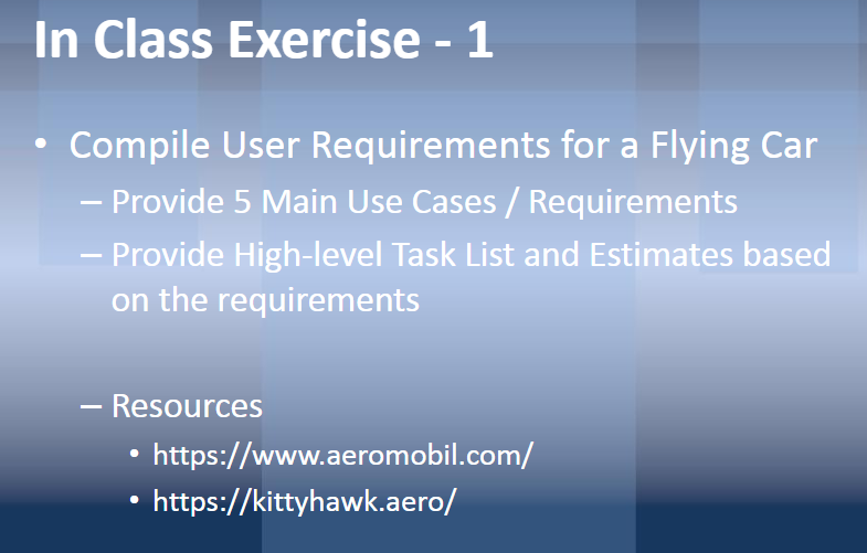 Solved In Class Exercise - 1 - Compile User Requirements for | Chegg.com
