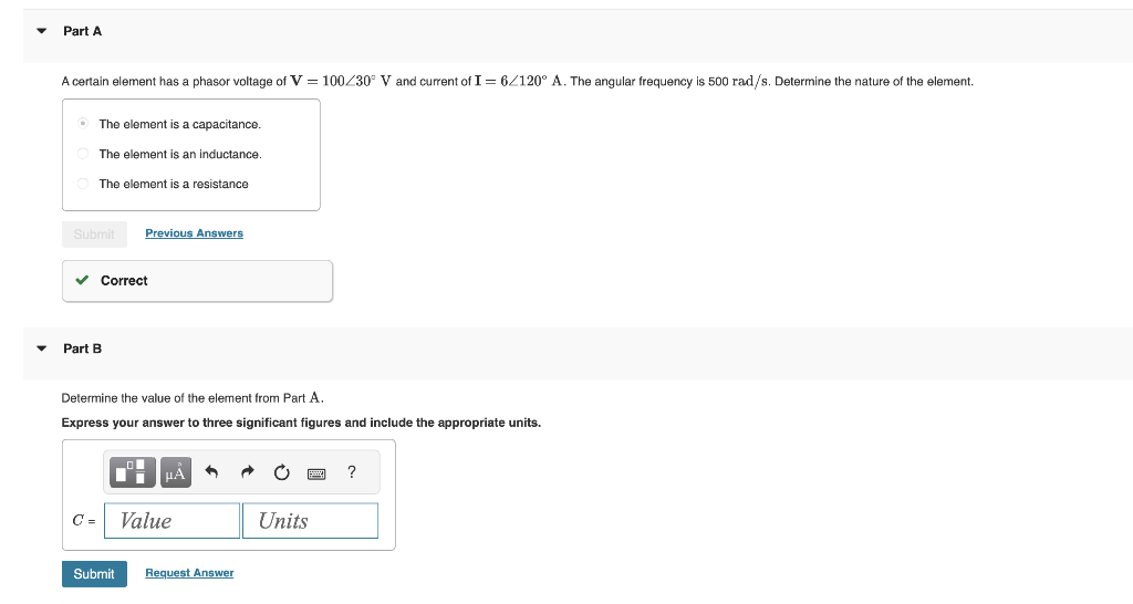Solved A certain element has a phasor voltage of V=100∠30∘V | Chegg.com