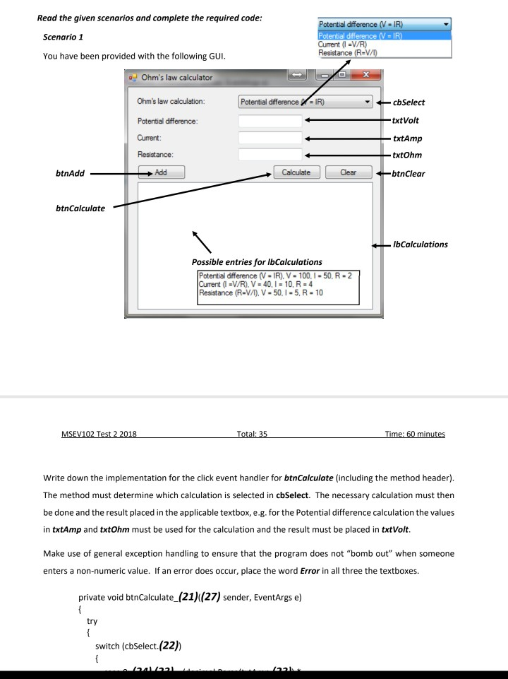 Solved Read the given scenarios and complete the required | Chegg.com