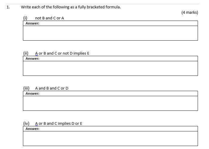Solved 1. Write each of the following as a fully bracketed | Chegg.com