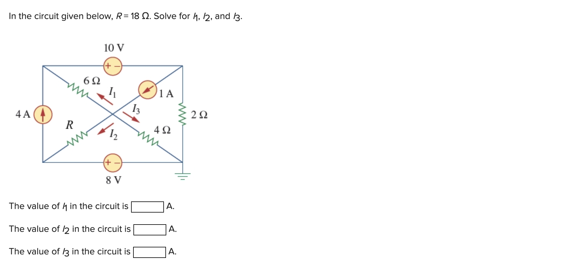 Solved In the circuit given below, R=18Ω. Solve for 1,12 , | Chegg.com