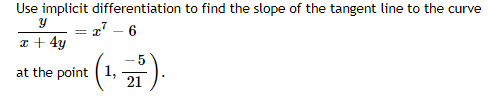 Solved Use implicit differentiation to find the slope of the | Chegg.com