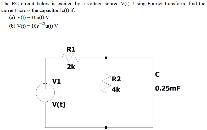Solved The RC circuit below is excited by a voltage source | Chegg.com