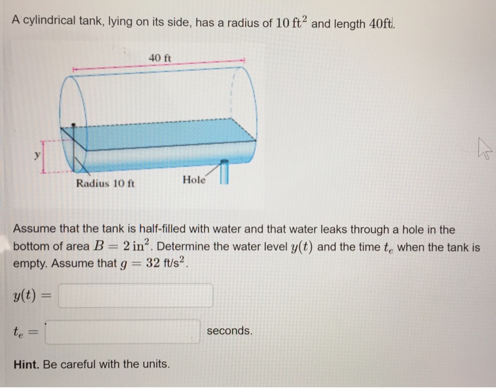 Solved A cylindrical tank, lying on its side, has a radius | Chegg.com