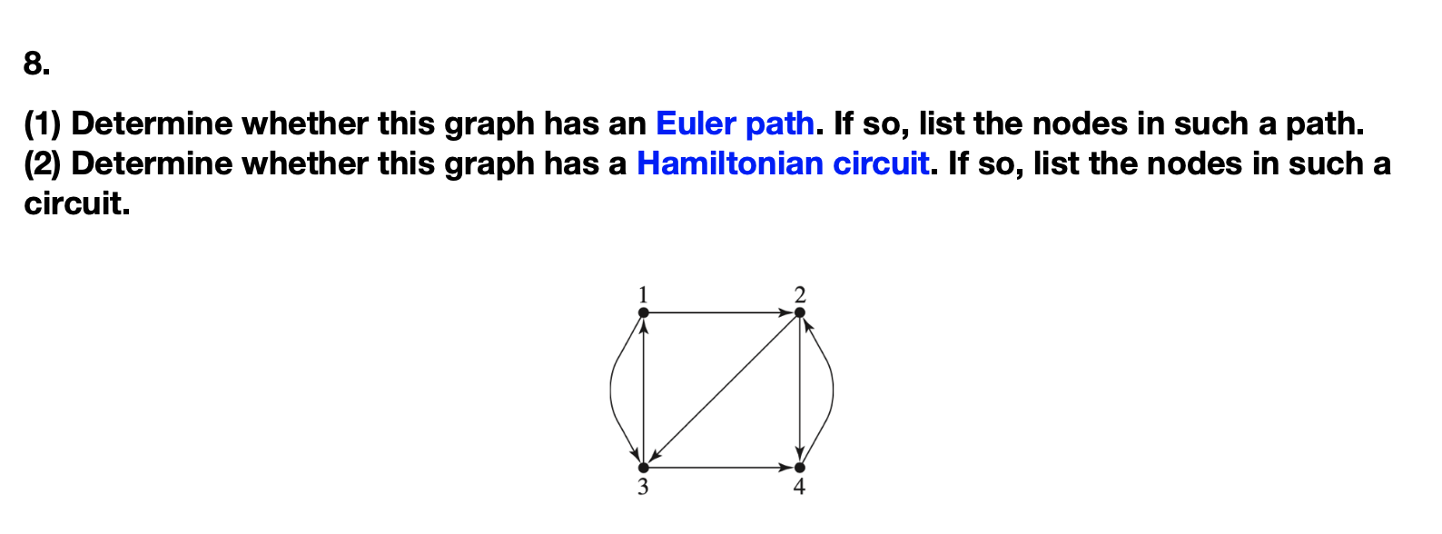 Solved 8. . (1) Determine whether this graph has an Euler | Chegg.com