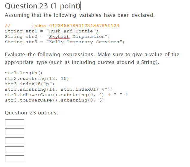 Solved Question 23 (1 point) Assuming that the following | Chegg.com