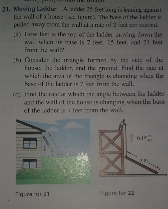 Solved 21. Moving Ladder A ladder 25 feet long is leaning | Chegg.com