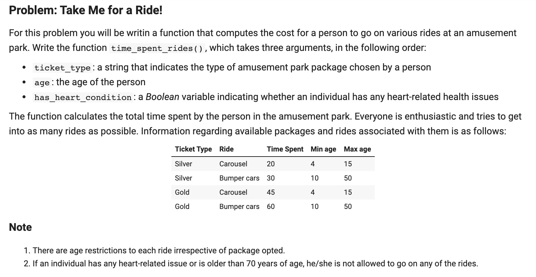Solved Problem: Take Me for a Ride! For this problem you | Chegg.com