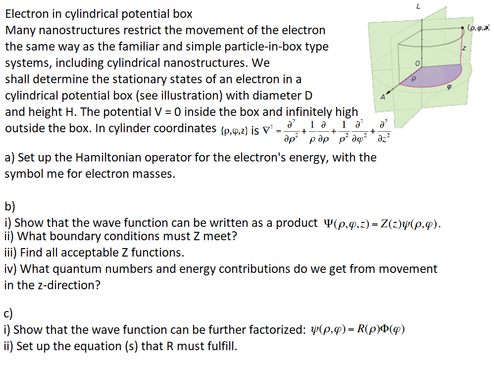 Solved (p.0.2 р Electron in cylindrical potential box Many | Chegg.com