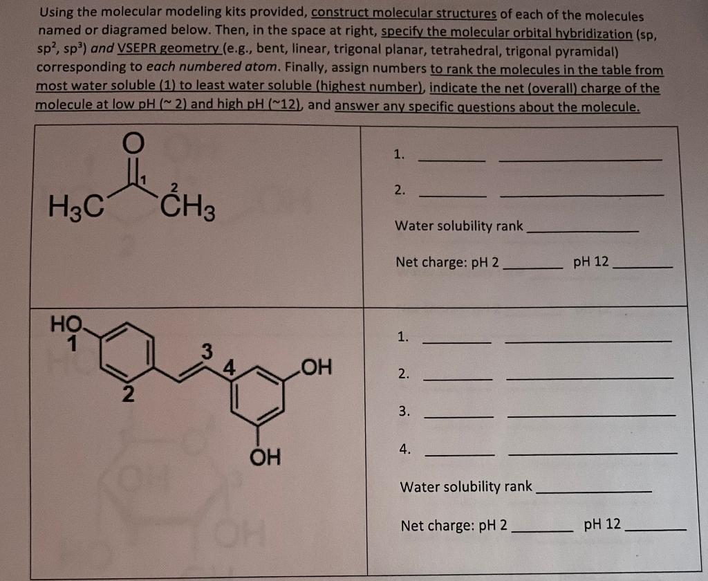 Solved Using the molecular modeling kits provided, construct | Chegg.com