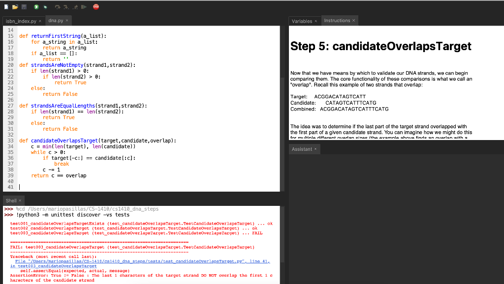Solved I am still not fully passing all the tests. The third | Chegg.com
