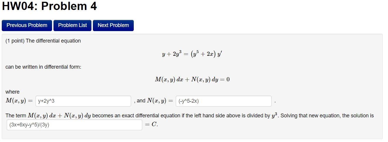 Solved HW04: Problem 4 Previous Problem Problem List Next | Chegg.com