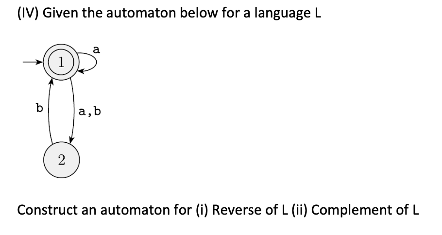 Solved (IV) Given the automaton below for a language L a b | Chegg.com