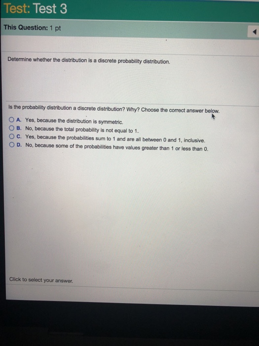 Solved Test: Test 3 This Question: 1 pt Determine whether | Chegg.com