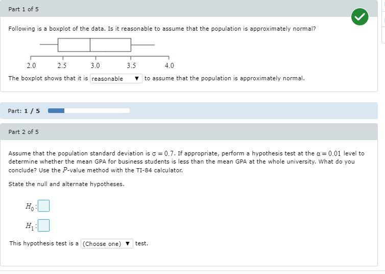Solved Part 1 of 5 Following is a boxplot of the data. Is it | Chegg.com