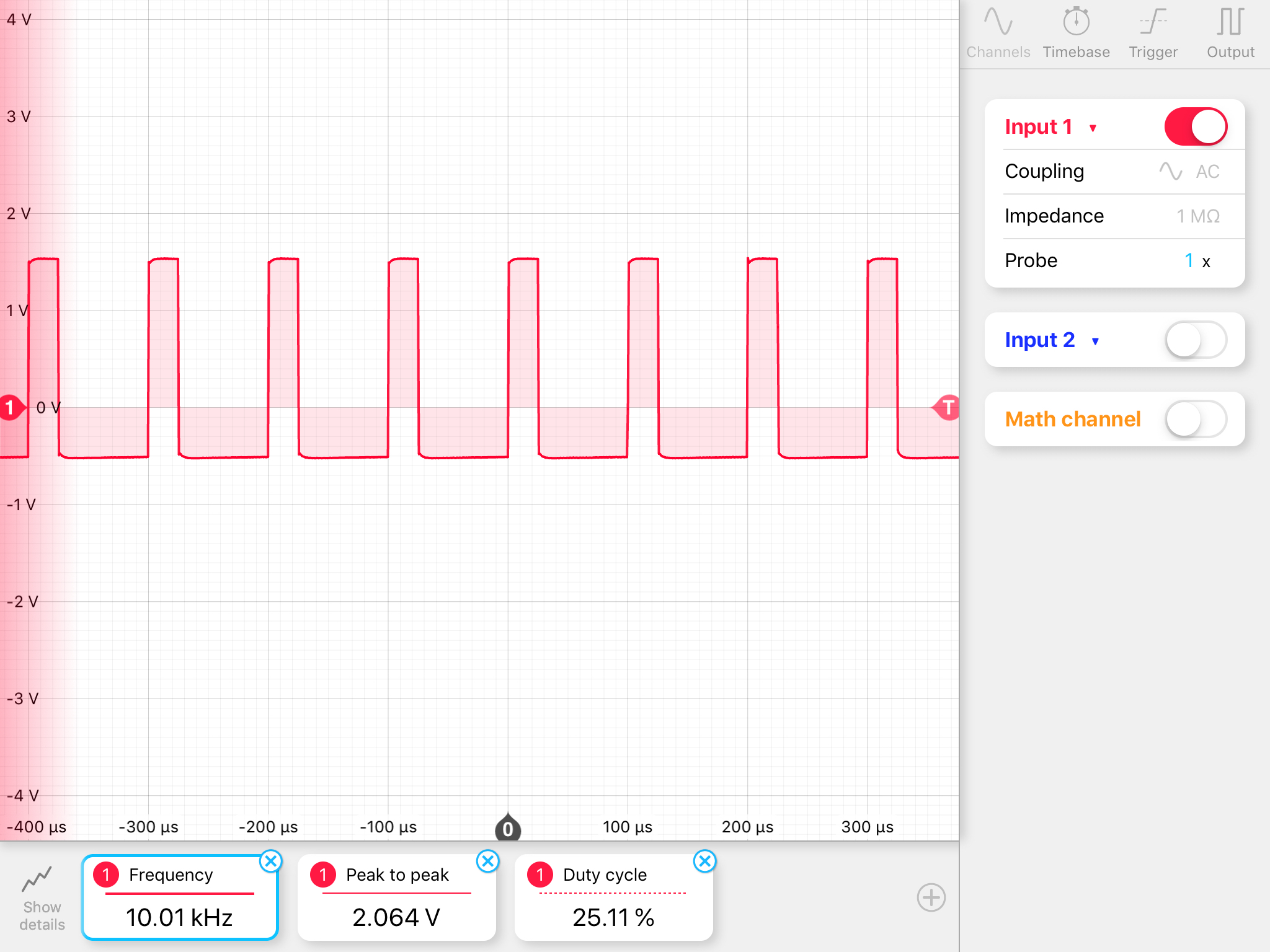 Solved Now set the duty cycle of the rectangular wave to 25% | Chegg.com