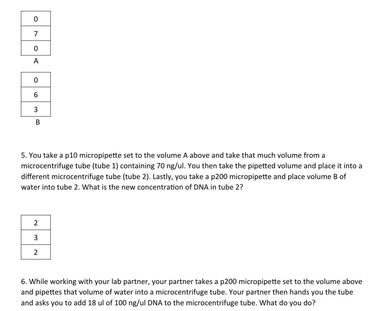 Solved B5. ﻿You take a p10 ﻿micropipette set to the volume A | Chegg.com