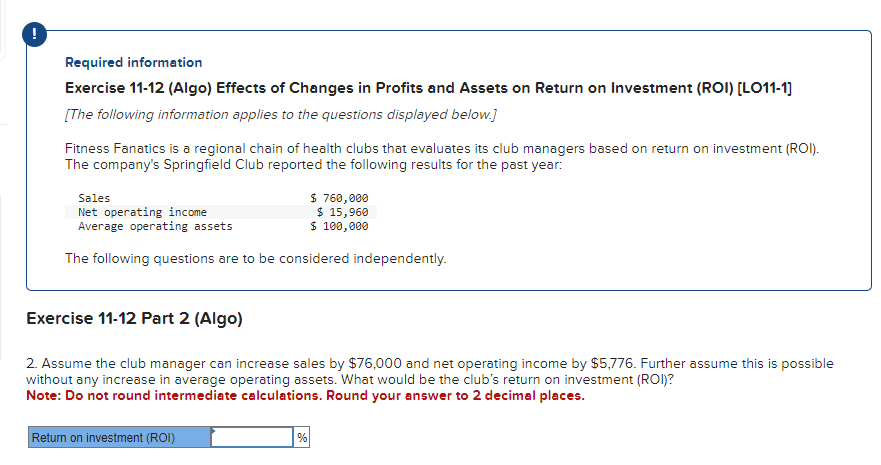 Required information Exercise 11-12 (Algo) Effects of | Chegg.com