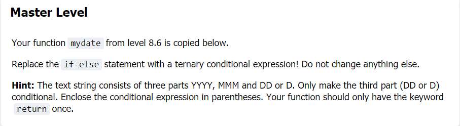 Solved Master Level Your function mydate from level 8.6 is | Chegg.com