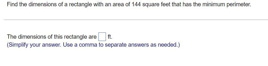 Solved Find the dimensions of a rectangle with an area of | Chegg.com