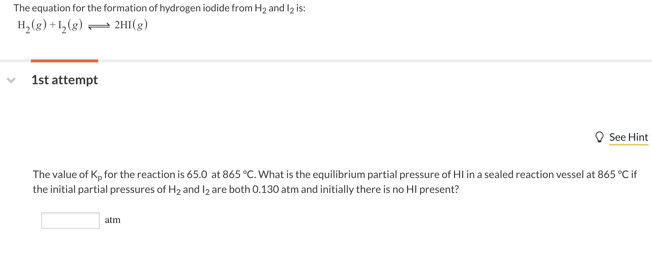 The equation for the formation of hydrogen iodide | Chegg.com