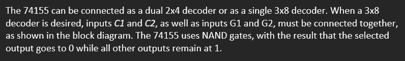 Solved The block diagram of the decoder (74155) and its | Chegg.com